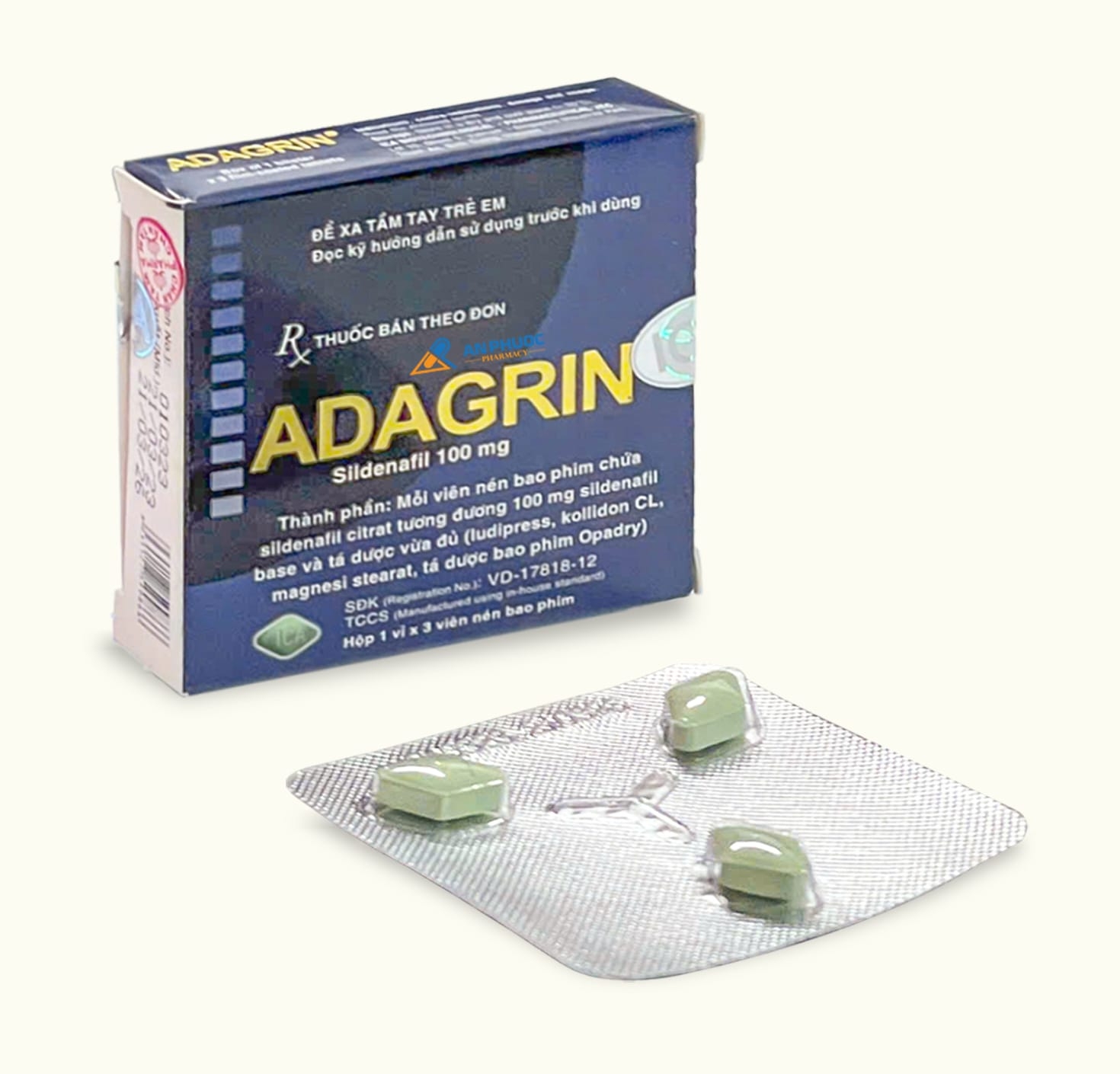 Thuốc Adagrin® 100mg | Sildenafil |【Hộp 3 viên】