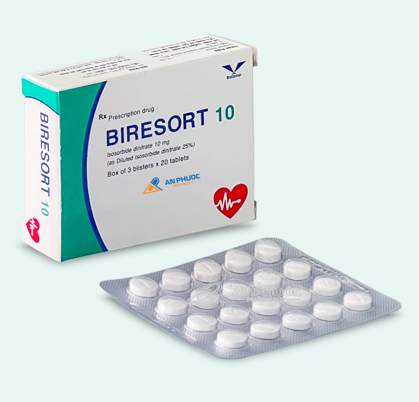 Thuốc Biresort® 10mg | Diluted Isosorbide dinitrate |【Hộp 60 viên】