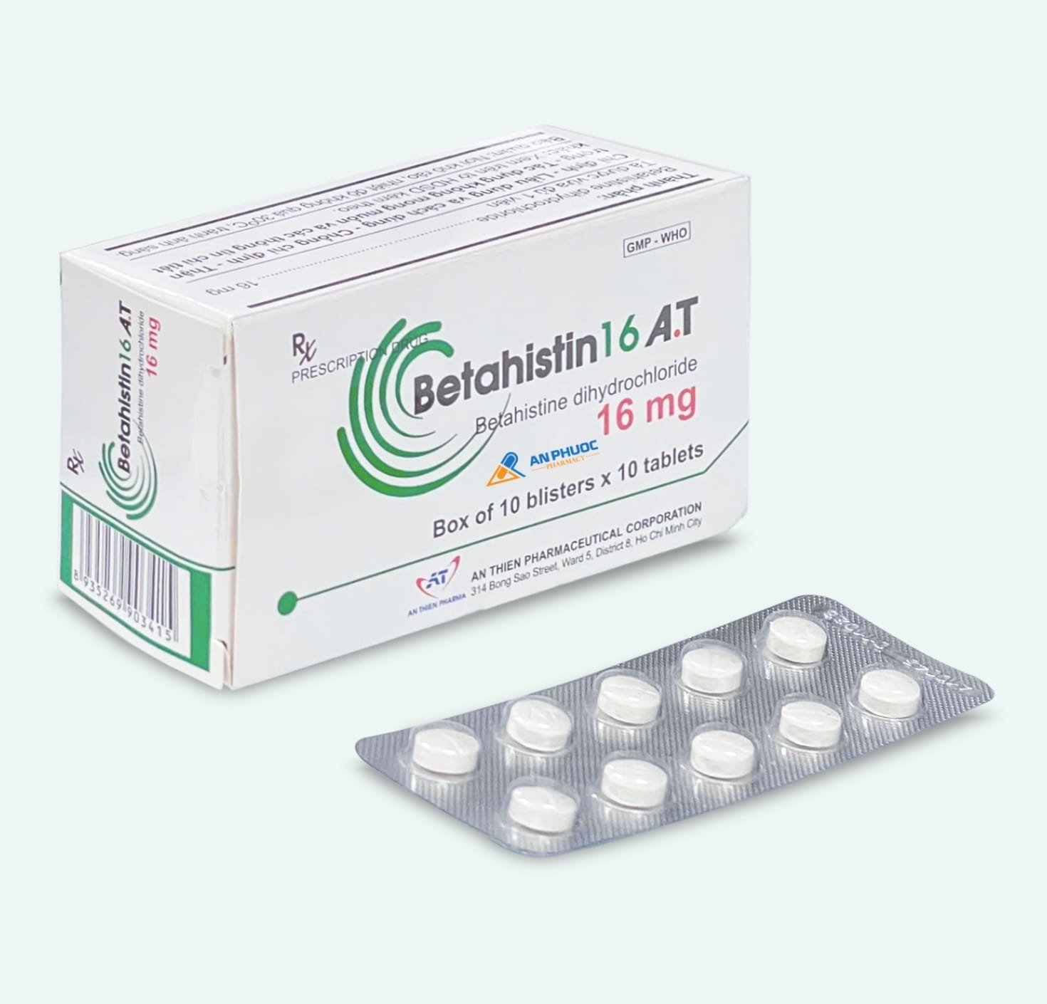 Thuốc Trị Chóng Mặt Betahistin 16 A.T® |【Hộp 100 viên】