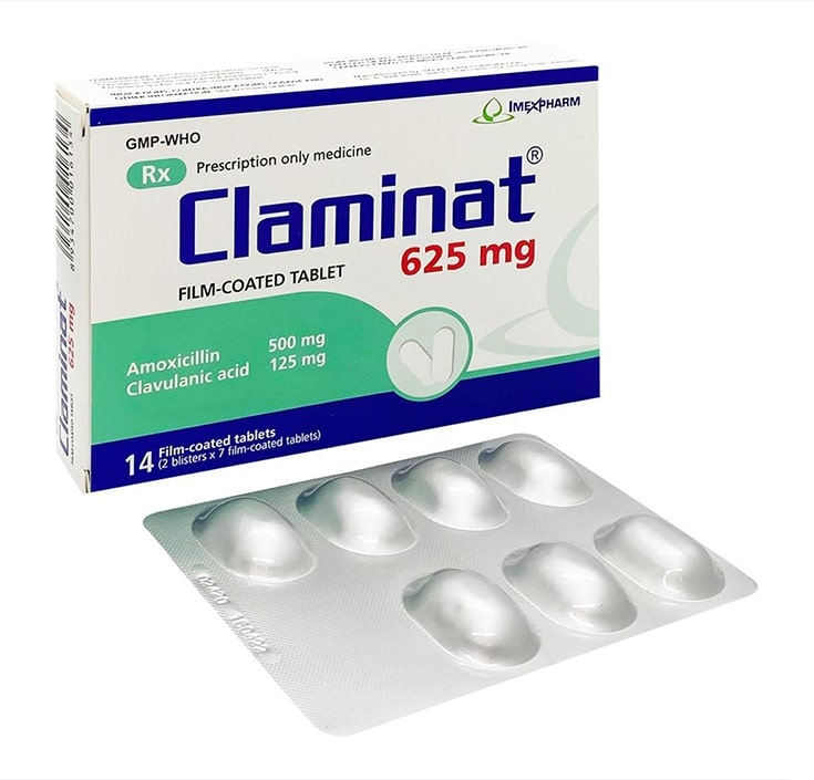 Thuốc Claminat 625mg (amoxicillinclavulanat)
